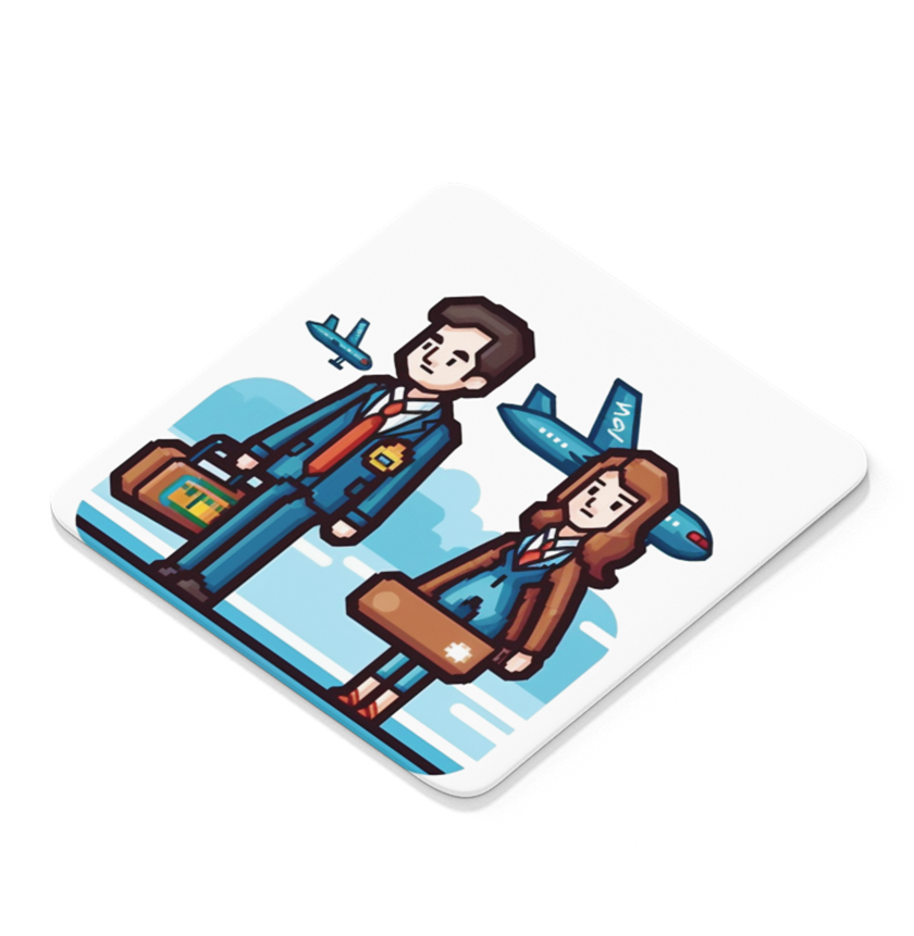 8 Bit Travelers Square Coaster – Airline Employee Shop