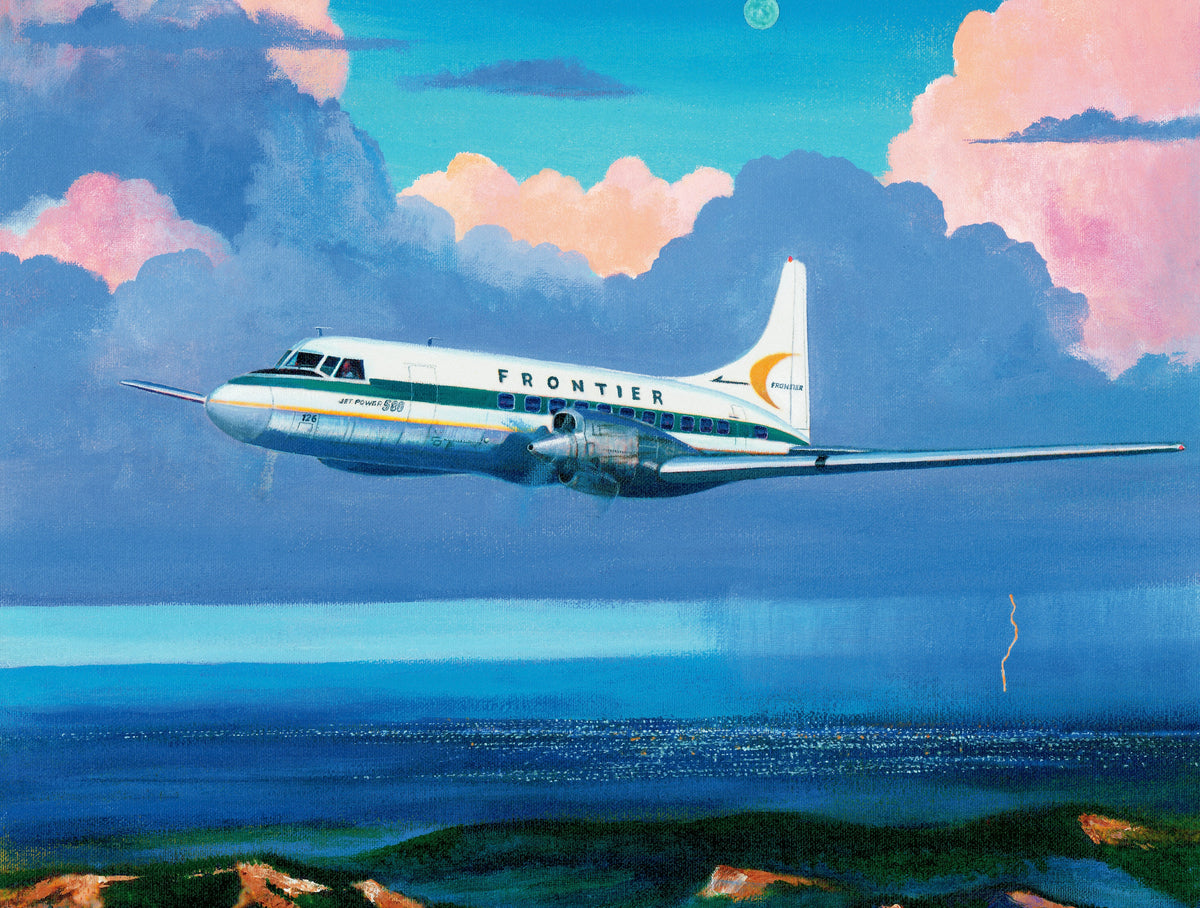 Frontier Airlines 580 Old Livery Mtn Note Card by Rick Broome – Airline ...