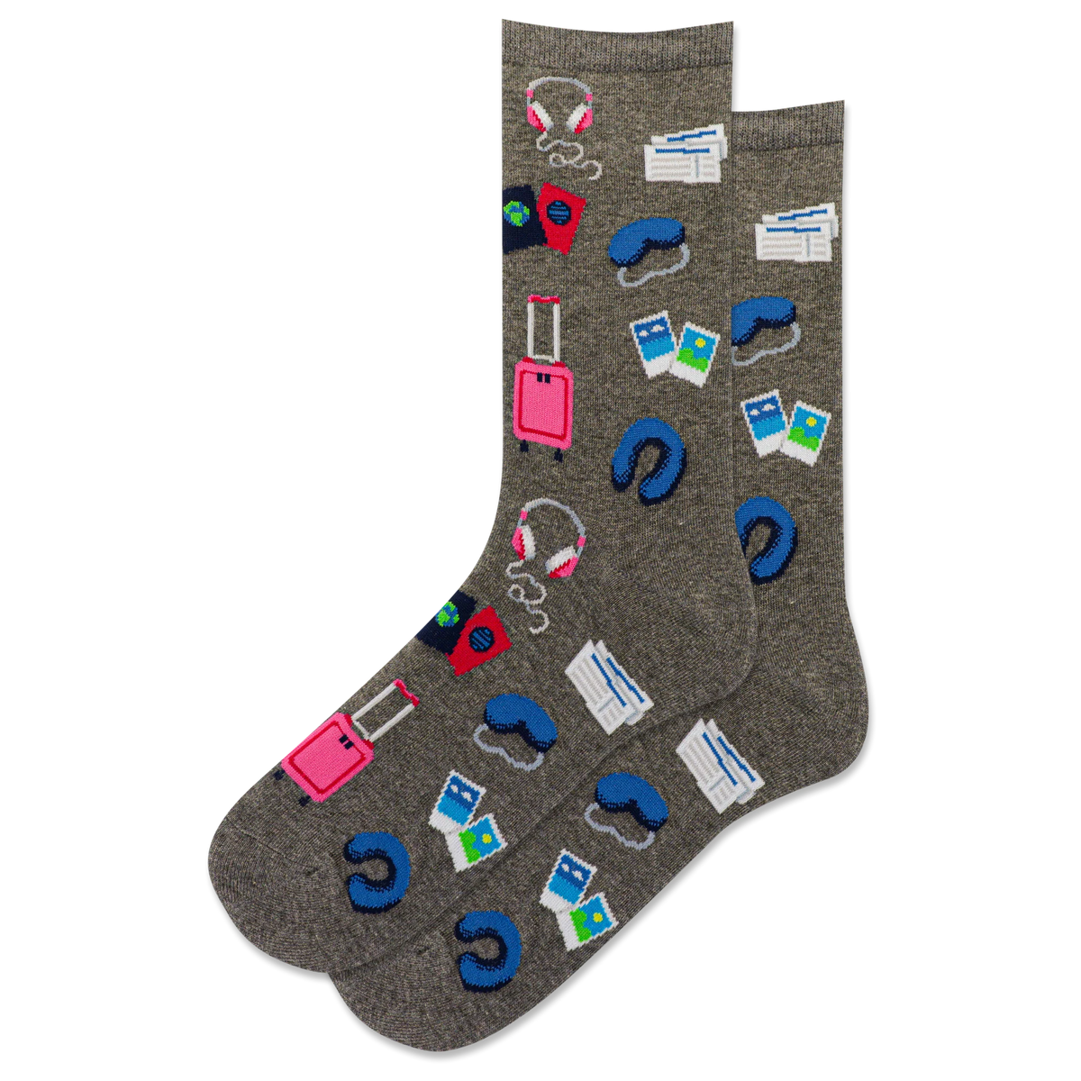 Travel Themed Storm Grey Women's Crew Socks – Airline Employee Shop
