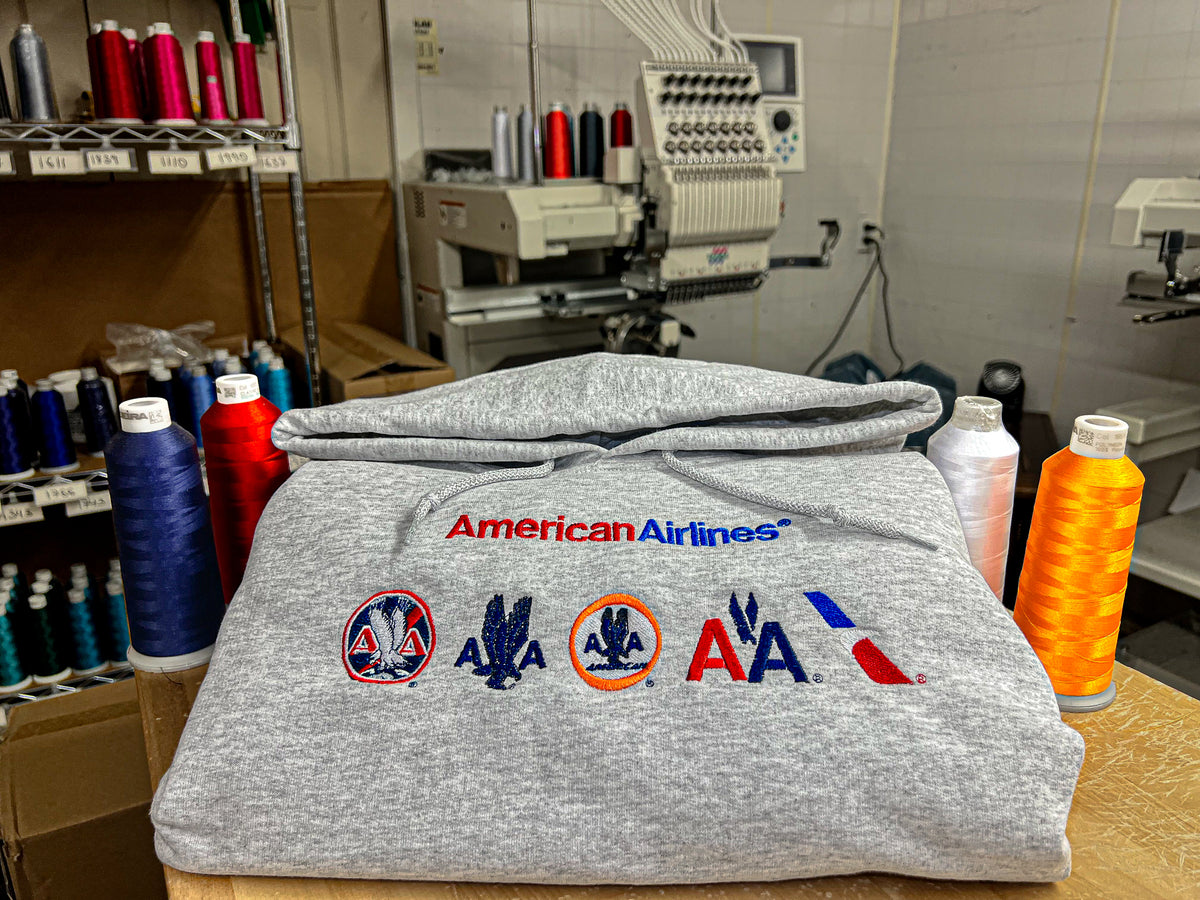 AA Nostalgia Grey Hoodie Embroidered – Airline Employee Shop