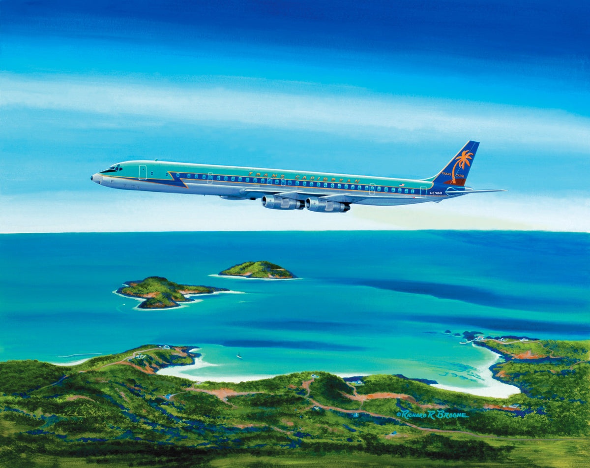 Trans Caribbean DC8 Note Card by Rick Broome – Airline Employee Shop