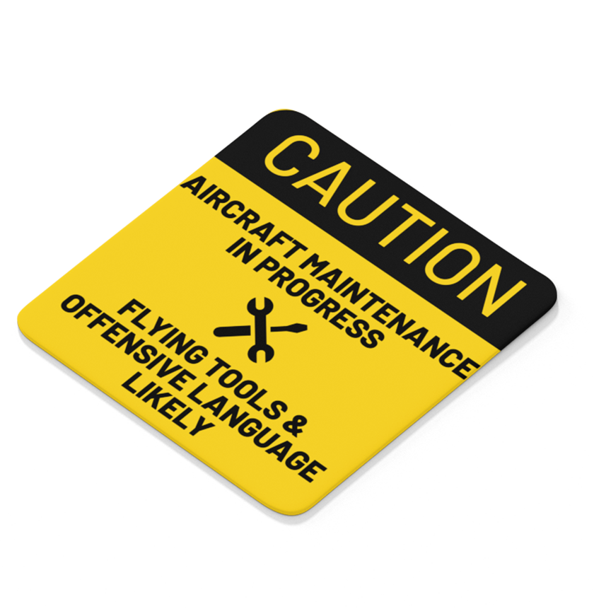 Caution Flying Tools Square Coaster – Airline Employee Shop