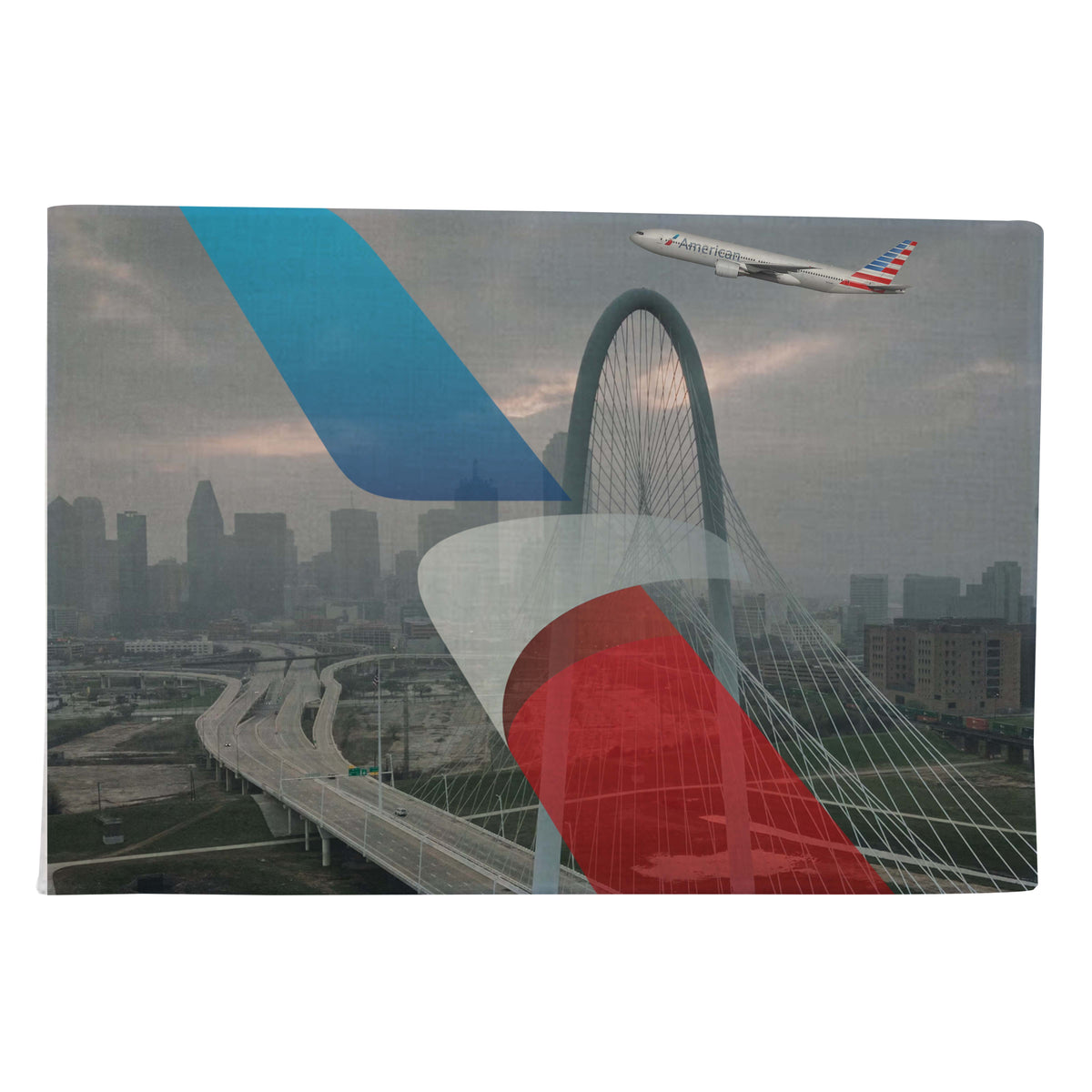 American Airlines - Dallas TX Skyline - Linen Placemats (A SET OF 4 ...