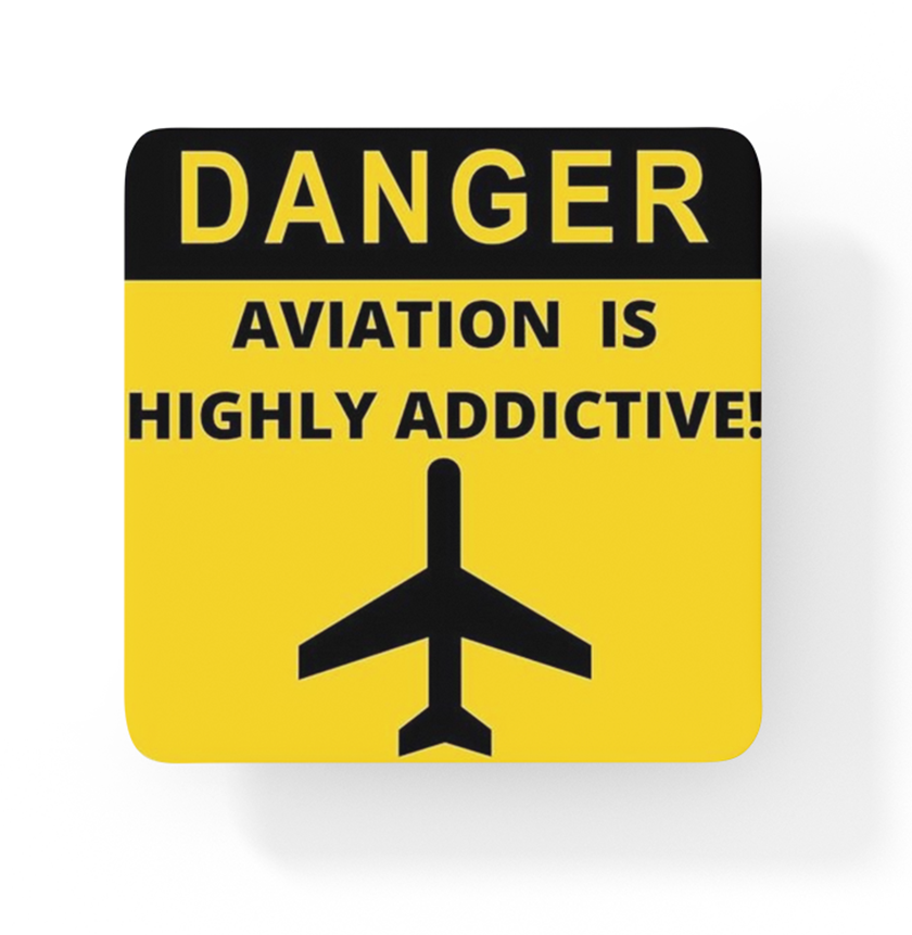 Danger Aviation Addiction - Square Coaster – Airline Employee Shop