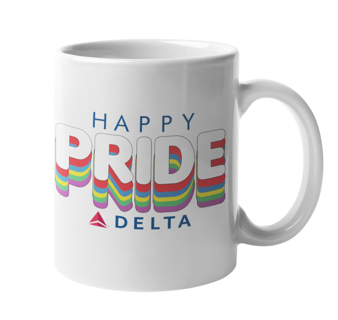Delta Happy Pride Text Coffee Mug – Airline Employee Shop