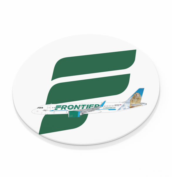 Frontier Logo w/ Poppy The Prairie Dog Livery - Round Coaster – Airline ...