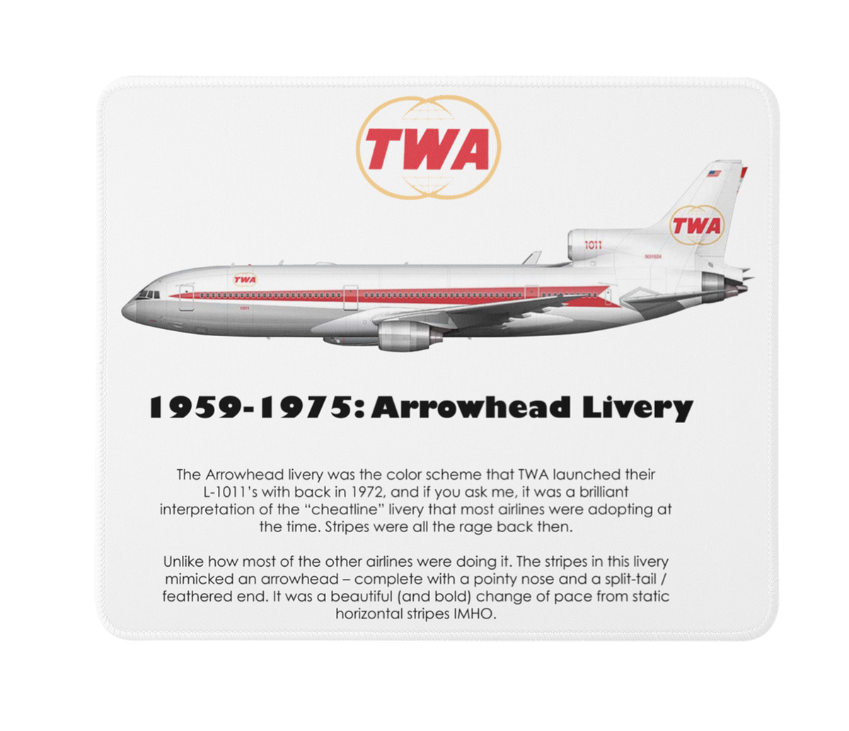 TWA Arrowhead Livery: 1959-1975 Mousepad – Airline Employee Shop