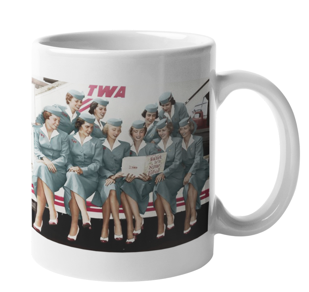 TWA Stewardess Vintage Poster - Coffee Mug – Airline Employee Shop