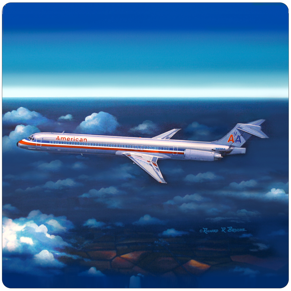 AA MD80 Square Coaster by Rick Broome – Airline Employee Shop
