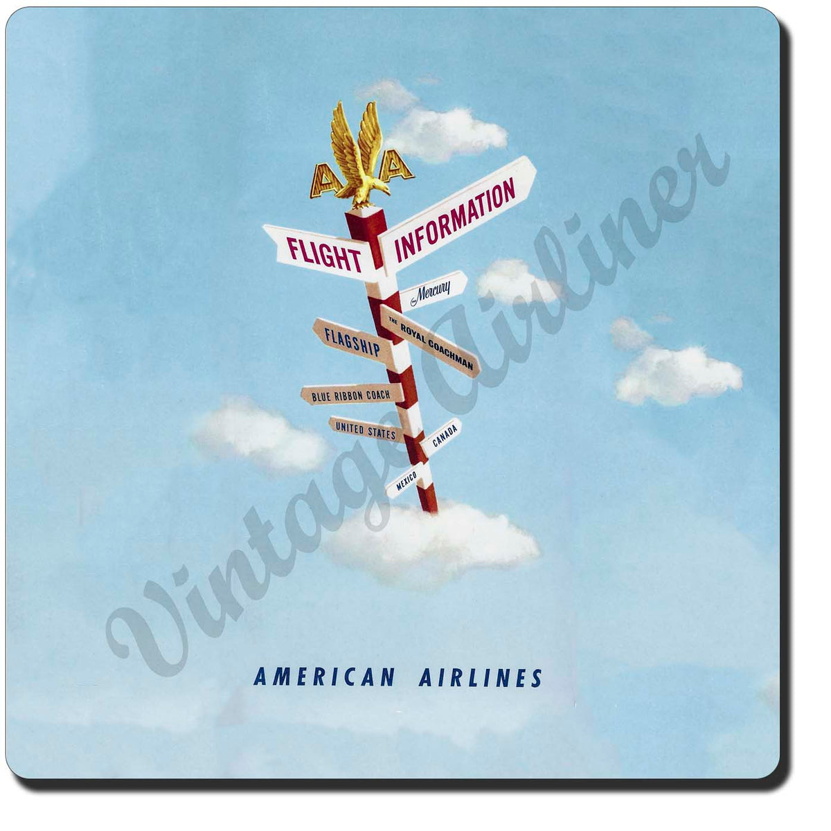 AA Flght Information Vintage Coaster – Airline Employee Shop