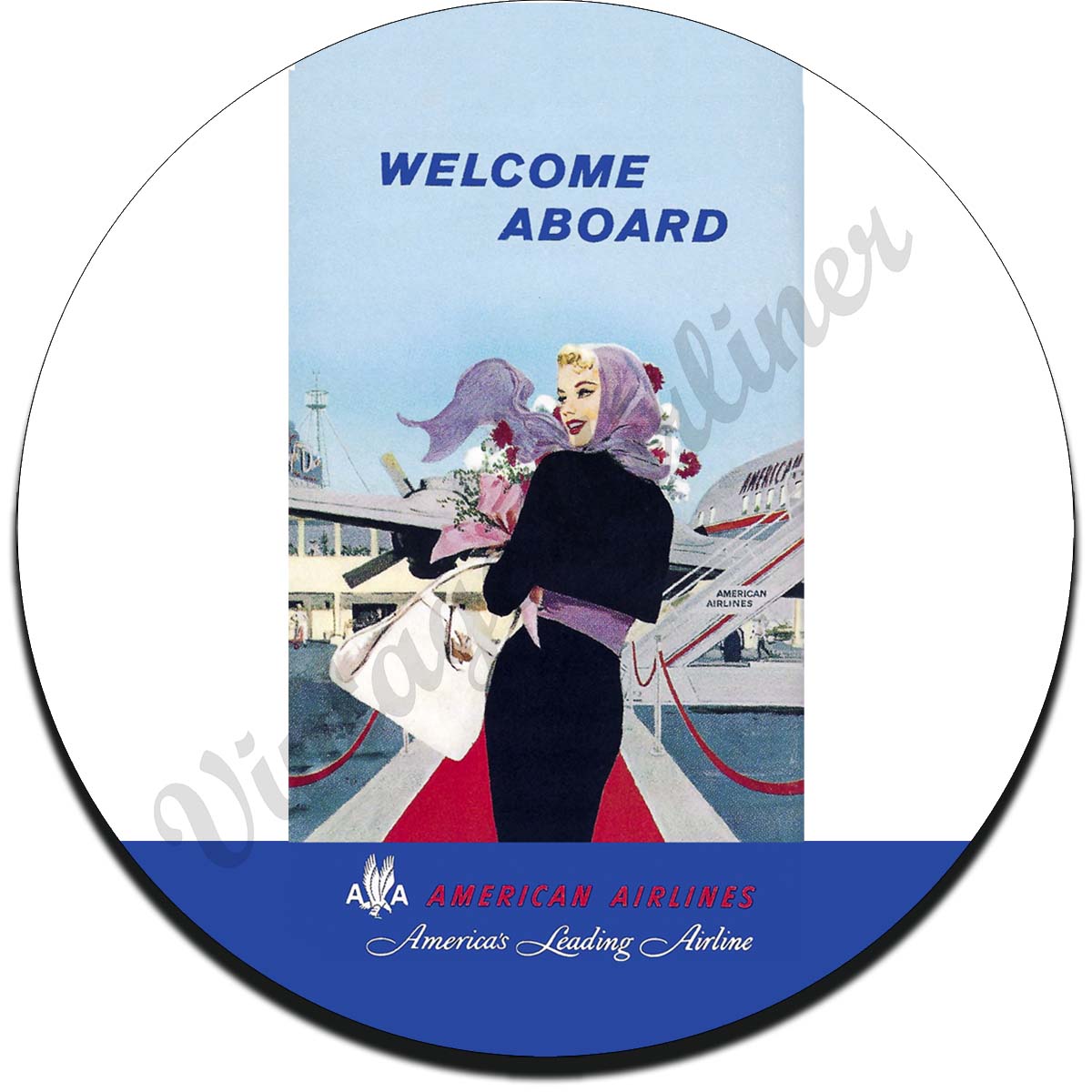 AA Welcome Aboard Vintage Coaster – Airline Employee Shop