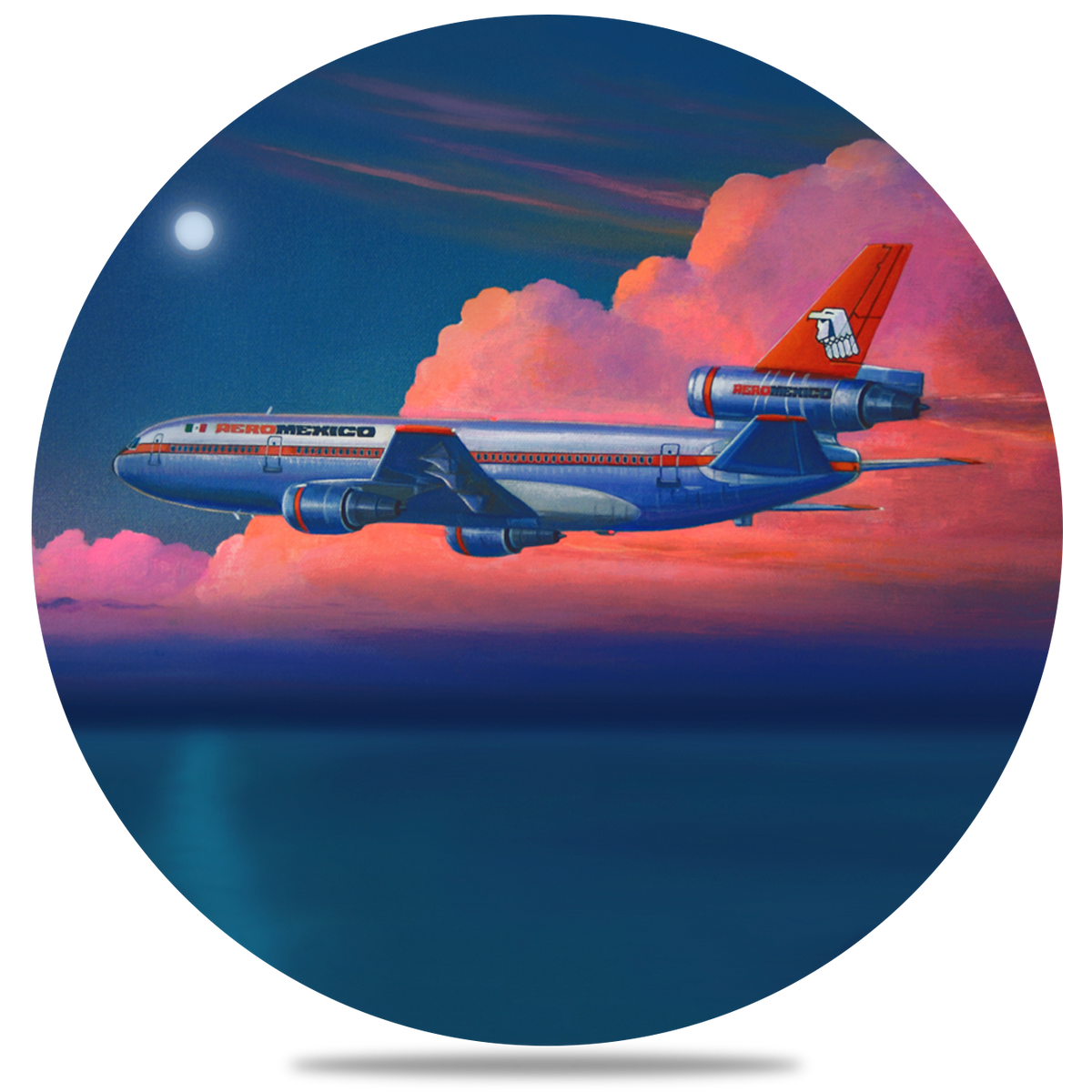 AeroMexico DC10 Round Coaster by Rick Broome – Airline Employee Shop