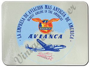 Avianca Airlines Vintage Round Bag Sticker Glass Cutting Board ...
