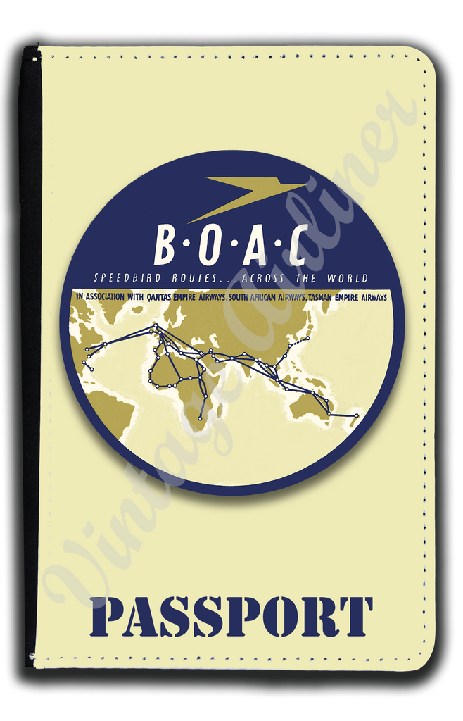 British Overseas Airways Corporation BOAC Vintage Bag Sticker Passport ...