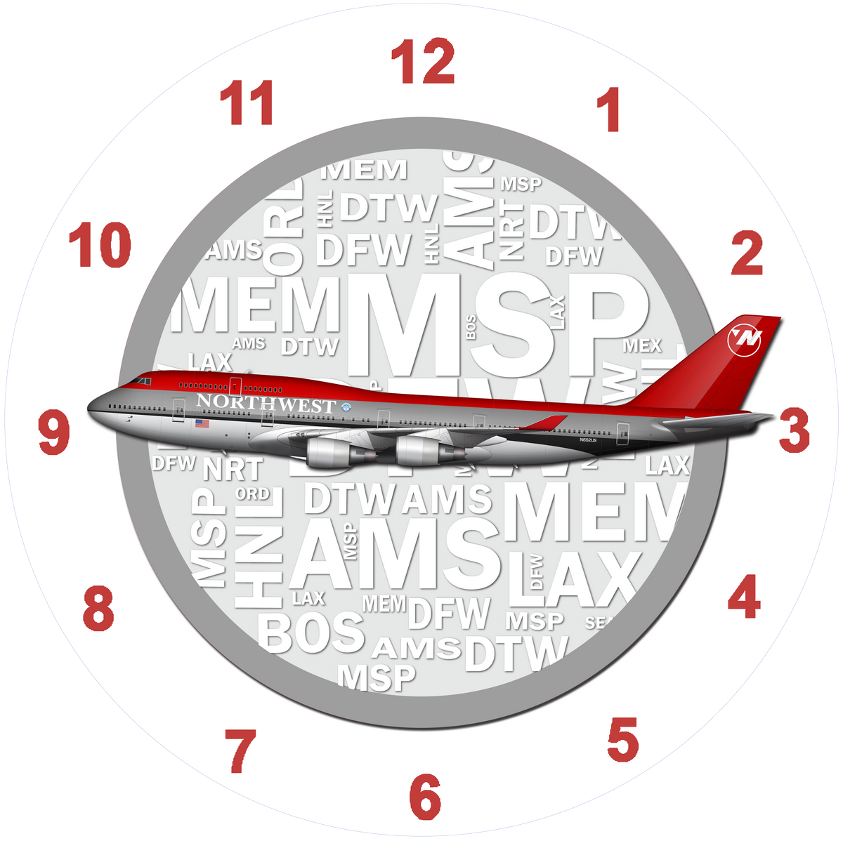 Northwest Airlines 747-400 Bowling Livery Wall Clock – Airline Employee ...