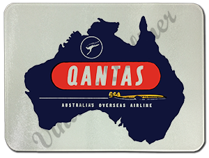 QANTAS Vintage Bag Sticker Glass Cutting Board – Airline Employee Shop