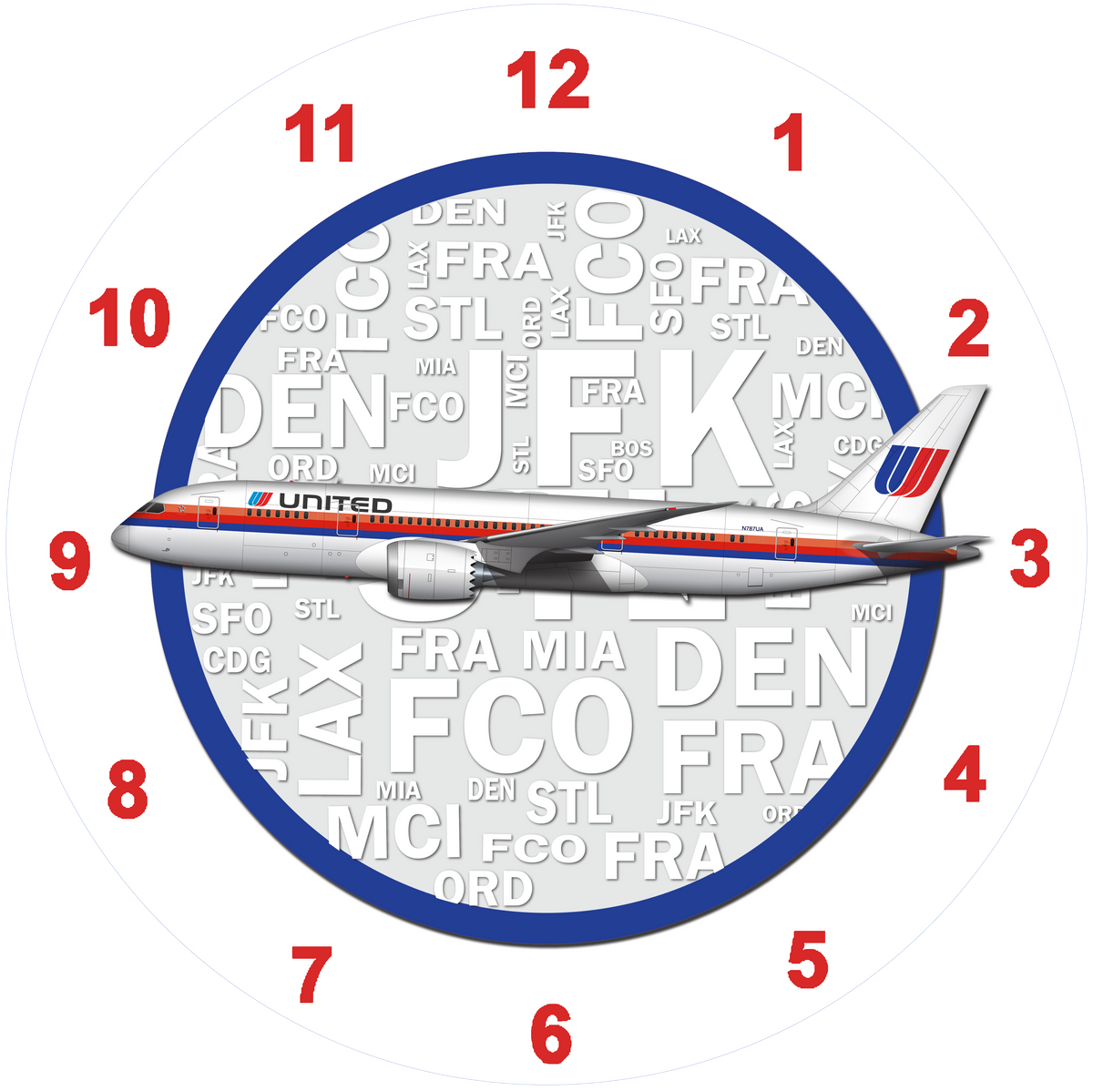 United Airlines 787 Tulip Livery Livery Wall Clock – Airline Employee Shop
